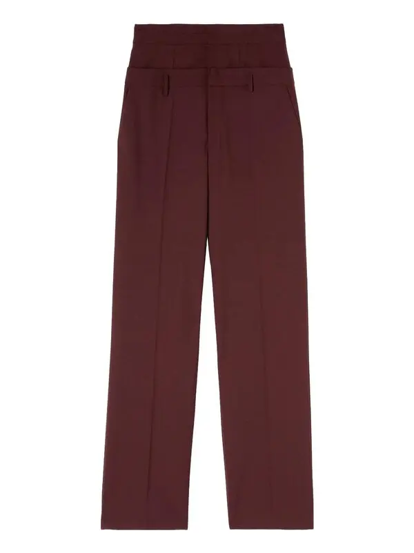 Off-White High Double-waist Effect Trousers - Brown