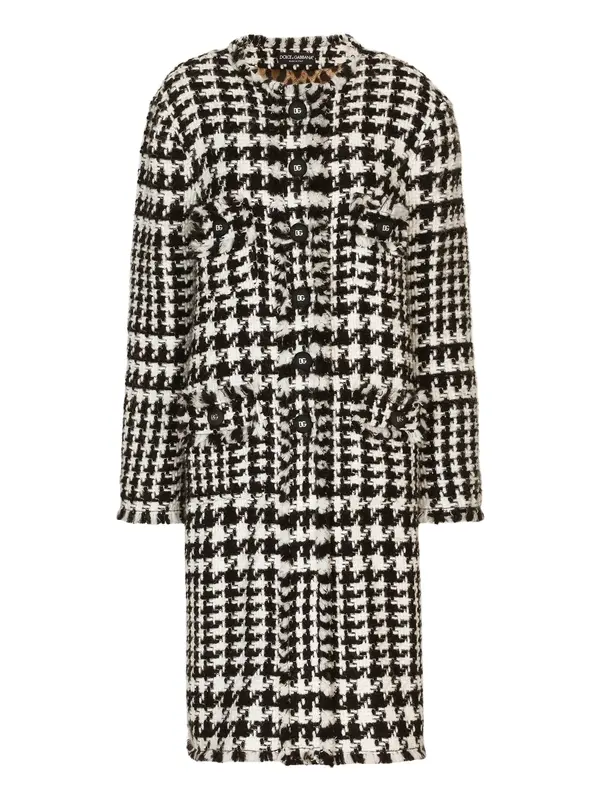 Dolce & Gabbana Tweed Single-breasted Coat - White