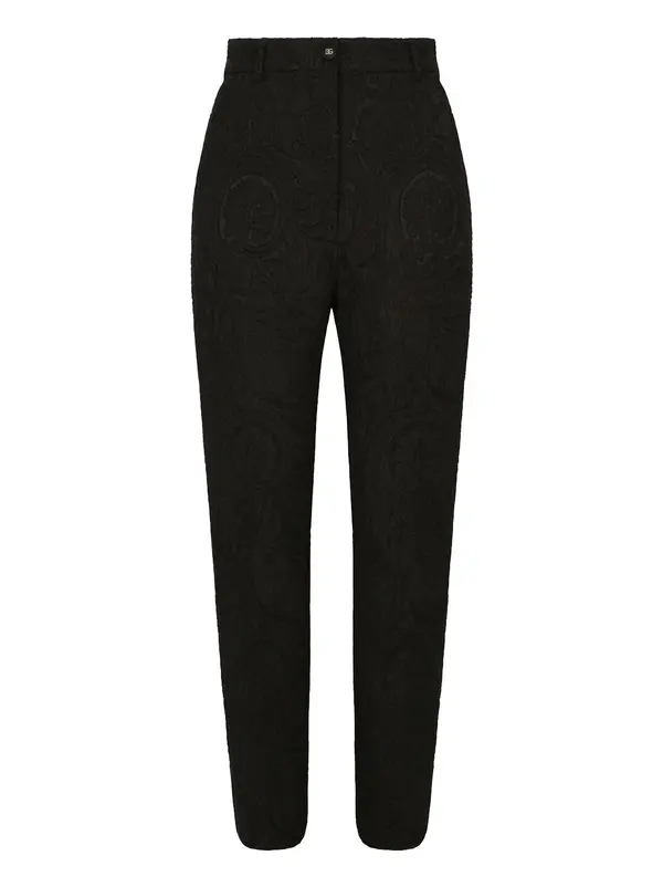 Dolce & Gabbana High-waisted Jacquard Trousers - Black
