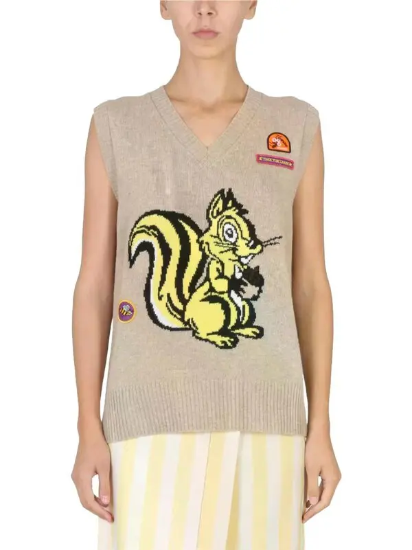 CORMIO Squirrel-print Knit Vest - Neutrals