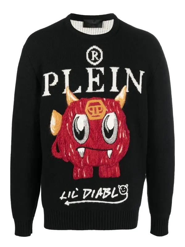 Philipp Plein Embroidered-motif Crew-neck Jumper - Black