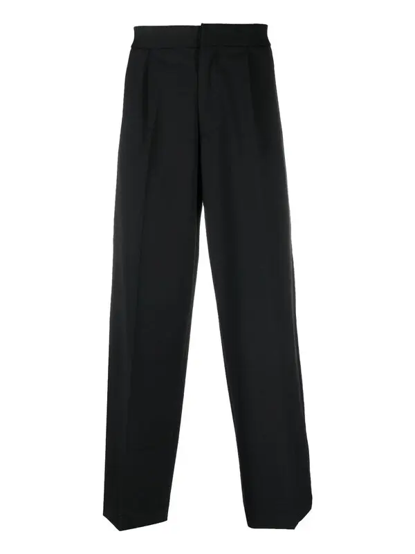 BONSAI Pleated Straight-leg Trousers - Black