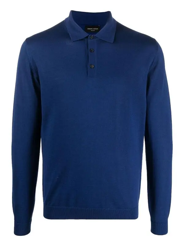 ROBERTO COLLINA Long-sleeve Polo Shirt - Blue