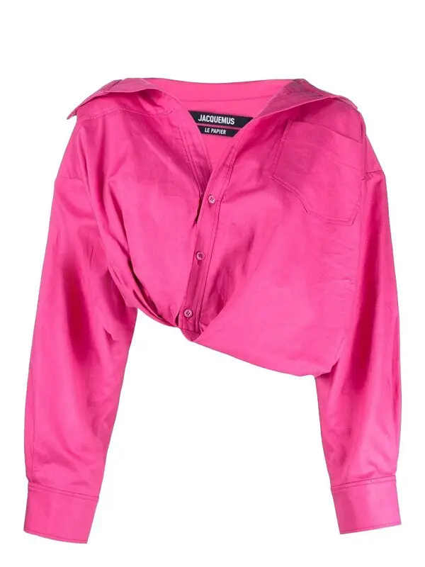 Jacquemus La Chemise Mejean Tucked Blouse - Pink