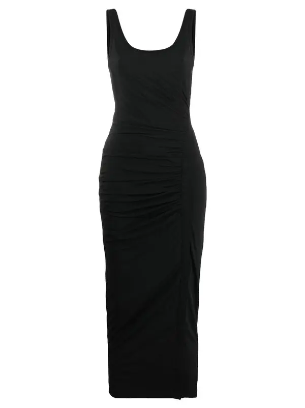 Helmut Lang Draped Slit-detail Midi Dress - Black