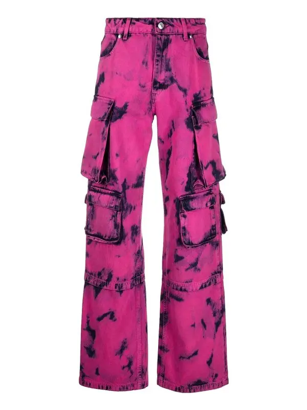 MSGM Two-tone Acid-wash Wide Leg Jeans - Pink
