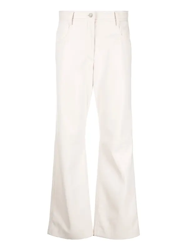 MSGM High-waisted Faux-leather Trousers - Neutrals