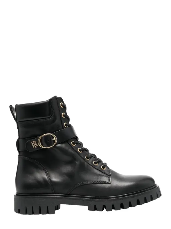 Tommy Hilfiger Ankle-length Leather Biker Boots - Black