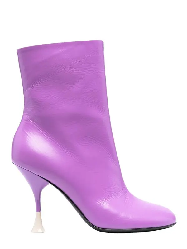3JUIN 100mm Leather Ankle Boots - Purple