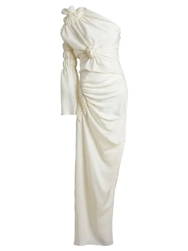 Khaite Apollo One-shoulder Long Dress - Neutrals