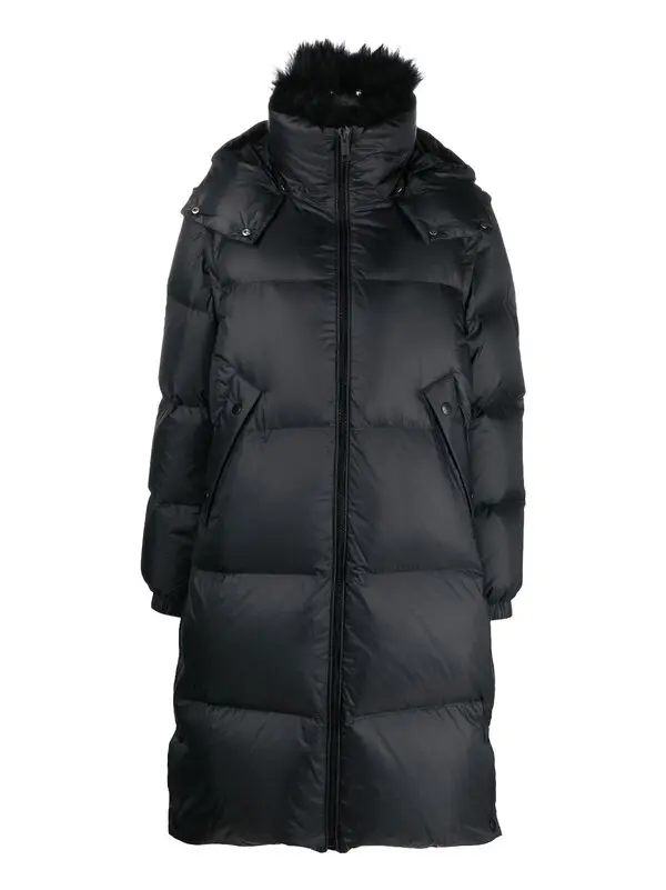 YVES SALOMON Lambswool Collar Down Coat - Black