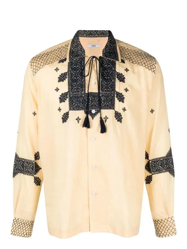 BODE Eastern Mosaic Cotton Shirt - Neutrals