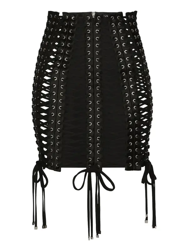 Dolce & Gabbana Eyelet-embellished Miniskirt - Black