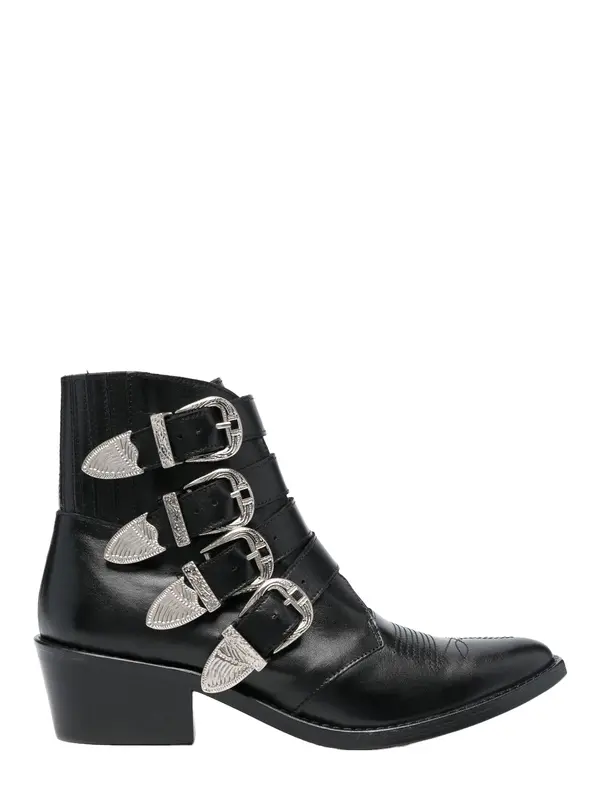 Toga Buckle-strap Boots - Black