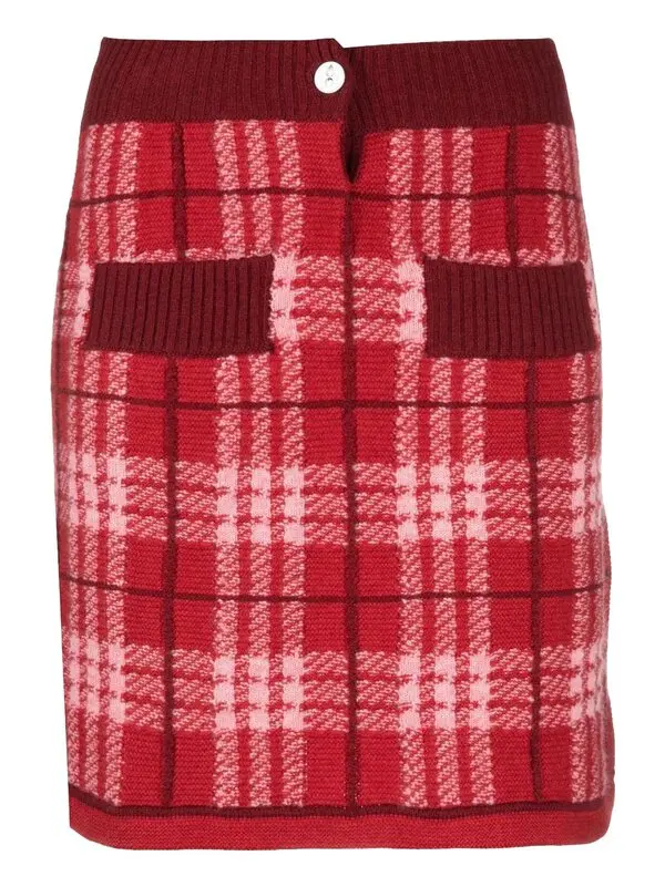BARRIE Knitted Check-print Miniskirt - Red