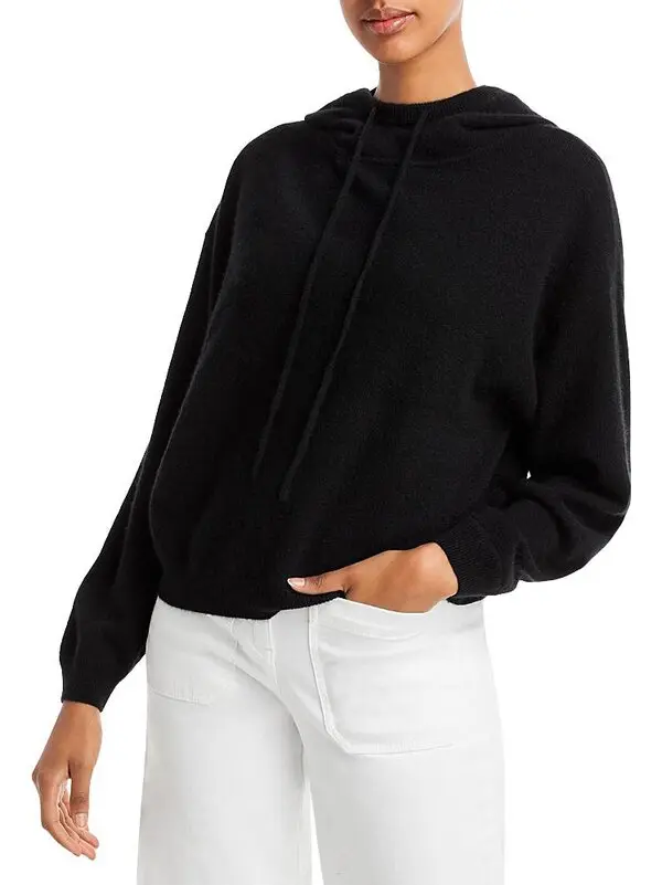 Aqua Cashmere Drop Shoulder Hoodie - Black