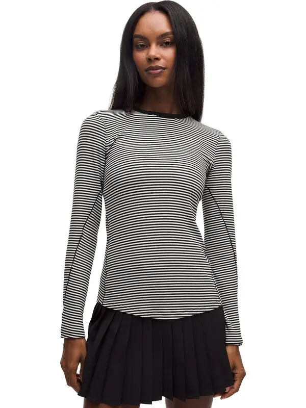 Lululemon Long-sleeve Shirt - Minute Stripe Black Soft Ivory
