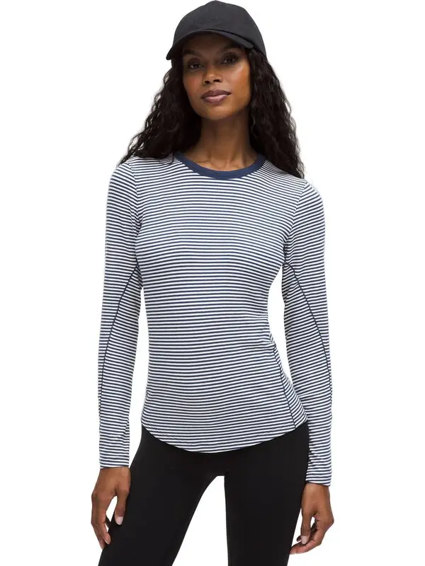 Lululemon Long-sleeve Shirt - Minute Stripe White Club Blue
