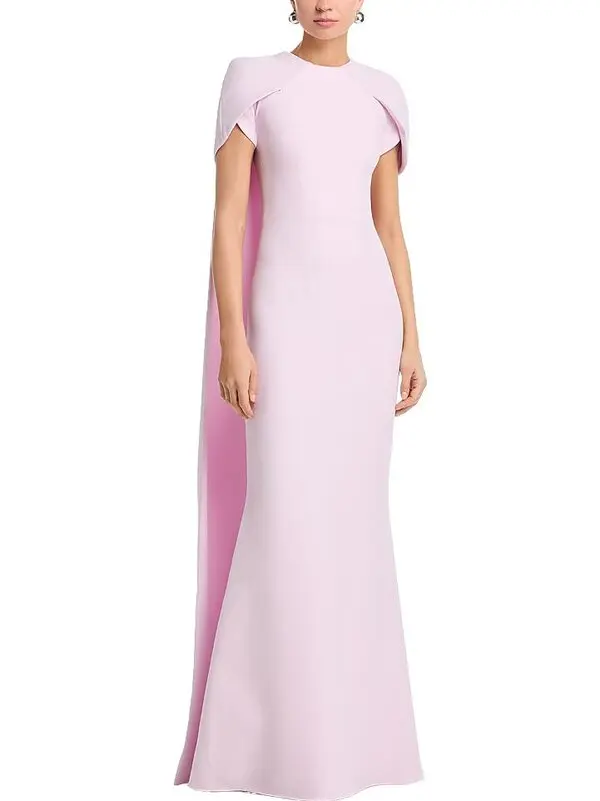 Safiyaa Ginkgo Cape Overlay Gown - Lilac Snow