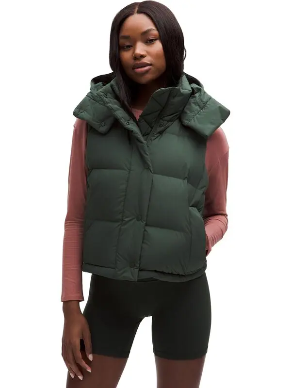Lululemon Wunder Puff Cropped Vest - Rainforest Green/green Dream