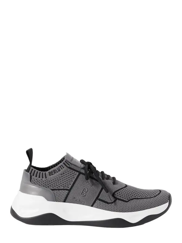 Berluti Shadow Venezia Leather-trimmed Sneakers - Gray