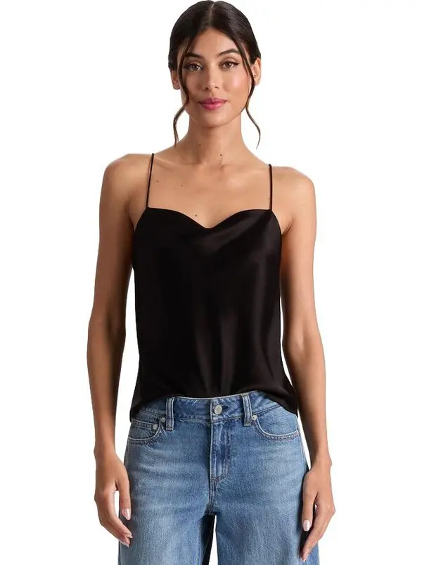 Alice + Olivia Harmon Slip Tank - Black