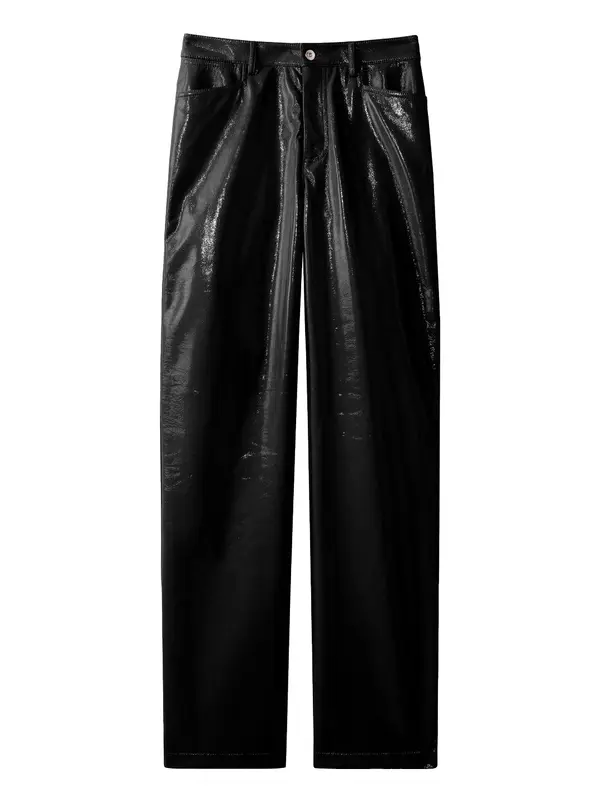 Proenza Schouler White Label Lacquered-effect Trousers - Black