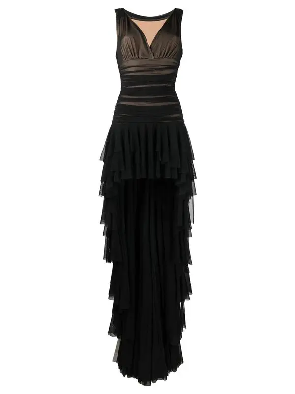 Norma Kamali Tara Shirred High-low Gown - Black