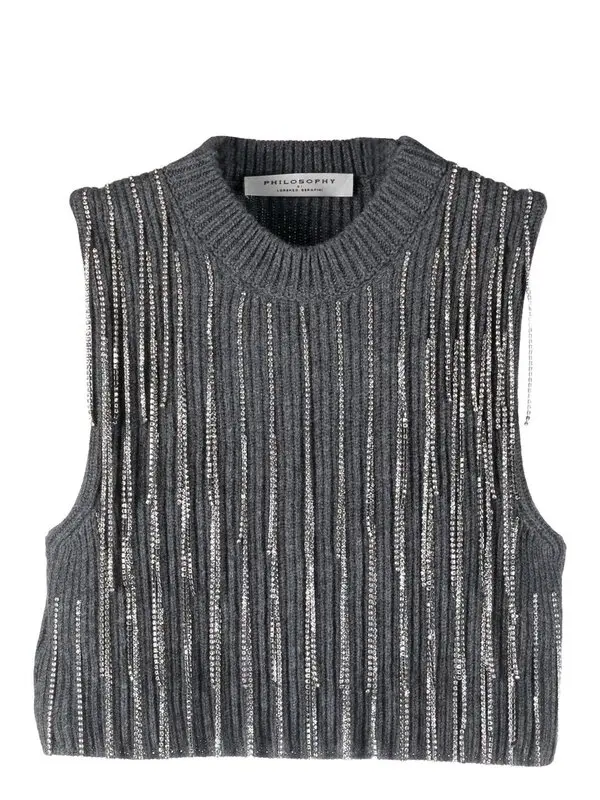 Philosophy Di Lorenzo Serafini Crystal Embellished Knit Vest - Grey