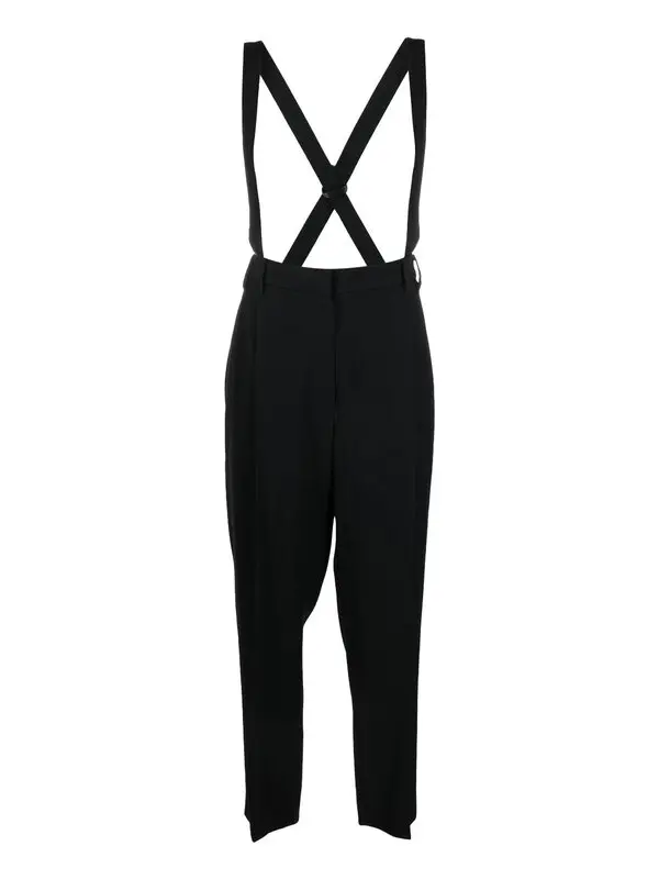 Brunello Cucinelli Cropped Brace-detail Trousers - Black