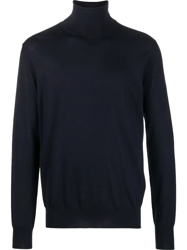 JIL SANDER Roll-neck Merino Wool Jumper - Blue