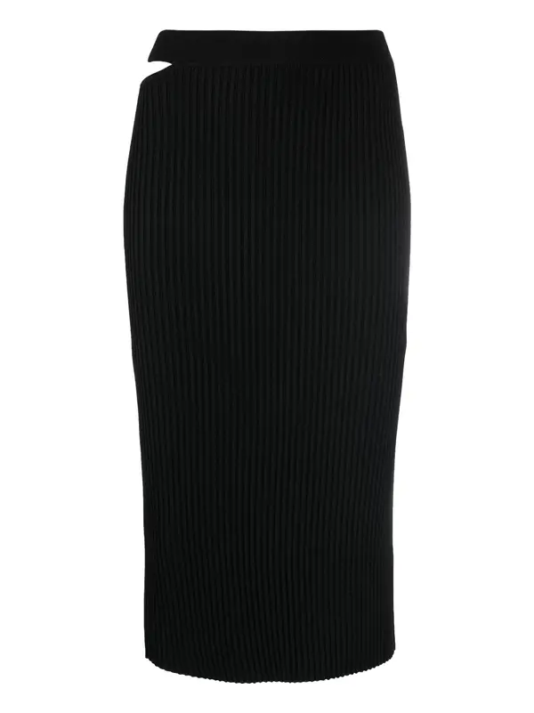 Helmut Lang Cutout Ribbed Knit Skirt - Black