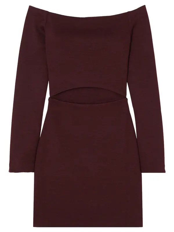 Gauchere Off-the-shoulder Cutout Mini Dress - Burgundy