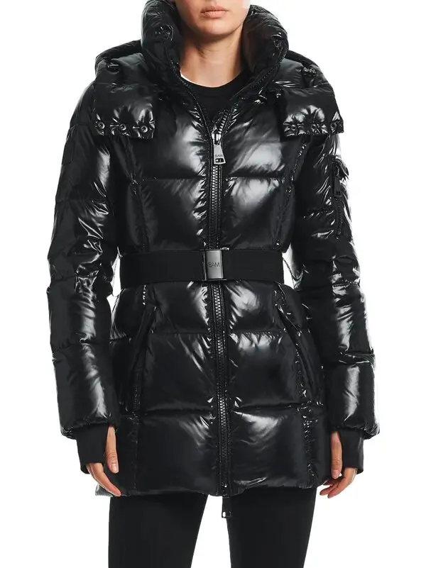 Sam. Soho Belted Down Mid-length Puffer Jacket - Jet