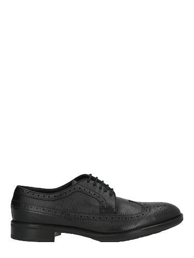 DOUCAL'S Dark Leather Lace-up Brogues - Black
