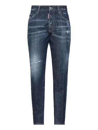 Dsquared2 Skinny Jeans With Leather Trim And Crystal Embellishments - Blue