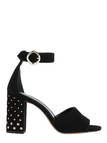 Maje Leather Block Heel Sandals - Black