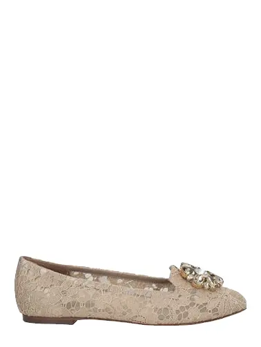 Dolce & Gabbana Embellished Textile Loafers - Beige