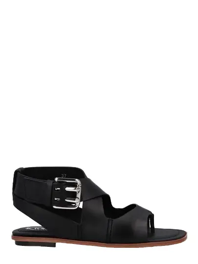 TOD'S Leather Thong Sandals - Black