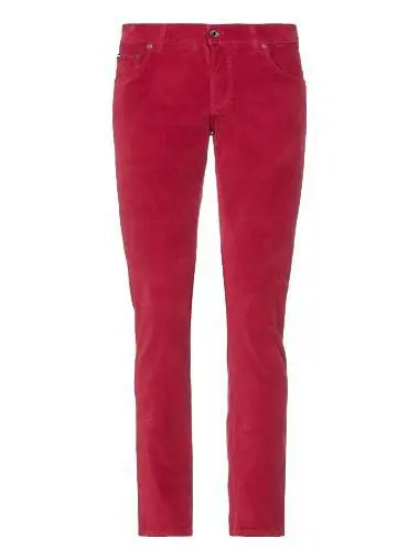 Dolce & Gabbana Straight Leg Pants With Leather Trims - Red