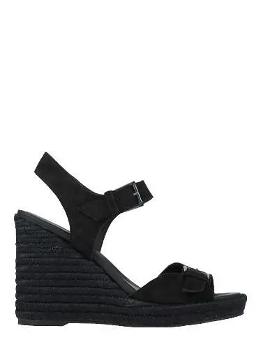 Hogan Leather Espadrille Sandals - Black