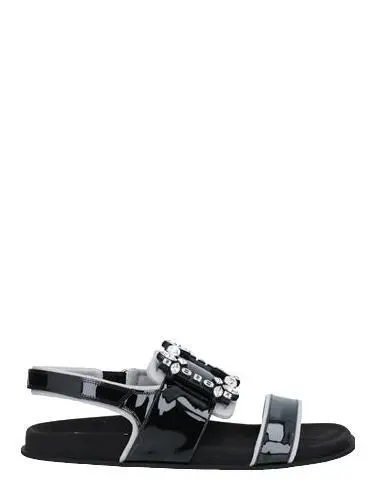 ROGER VIVIER Sandals In Soft Leather And Techno Fabric - Black