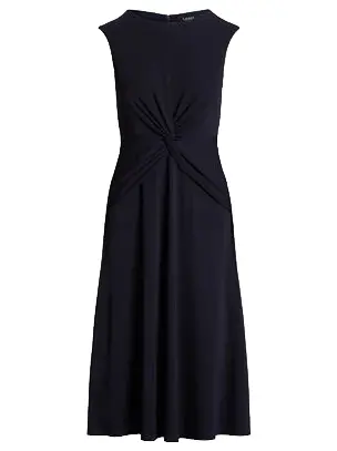 Ralph Lauren Twist-front Midi Dress - Navy