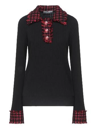 Dolce & Gabbana Virgin Wool And Alpaca Blend Tweed Knit Sweater - Black