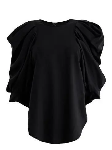 Isabel Marant Woven Top With Puffed Sleeves - Black