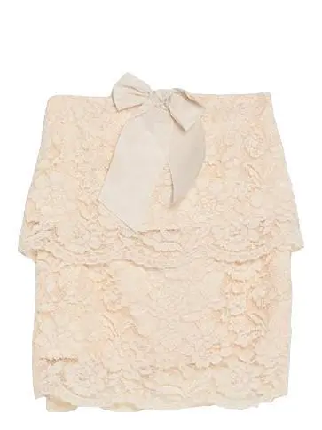 Elisabetta Franchi Mini Skirt With Lace And Bow - White