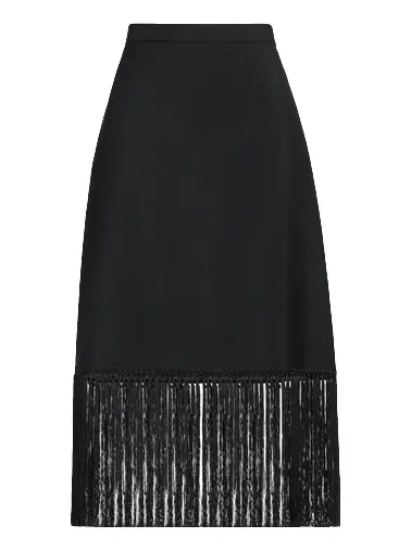 Burberry Midi Flared Skirt With Fringe - Black