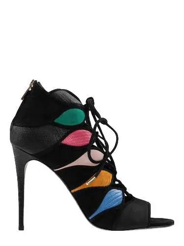 FERRAGAMO Soft Leather Lace-up Open-toe Pumps - Black