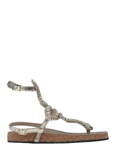 STRATEGIA Leather Thong Sandal - Gold