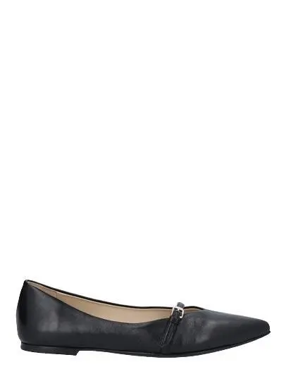 STRATEGIA Leather Ballet Flats - Black